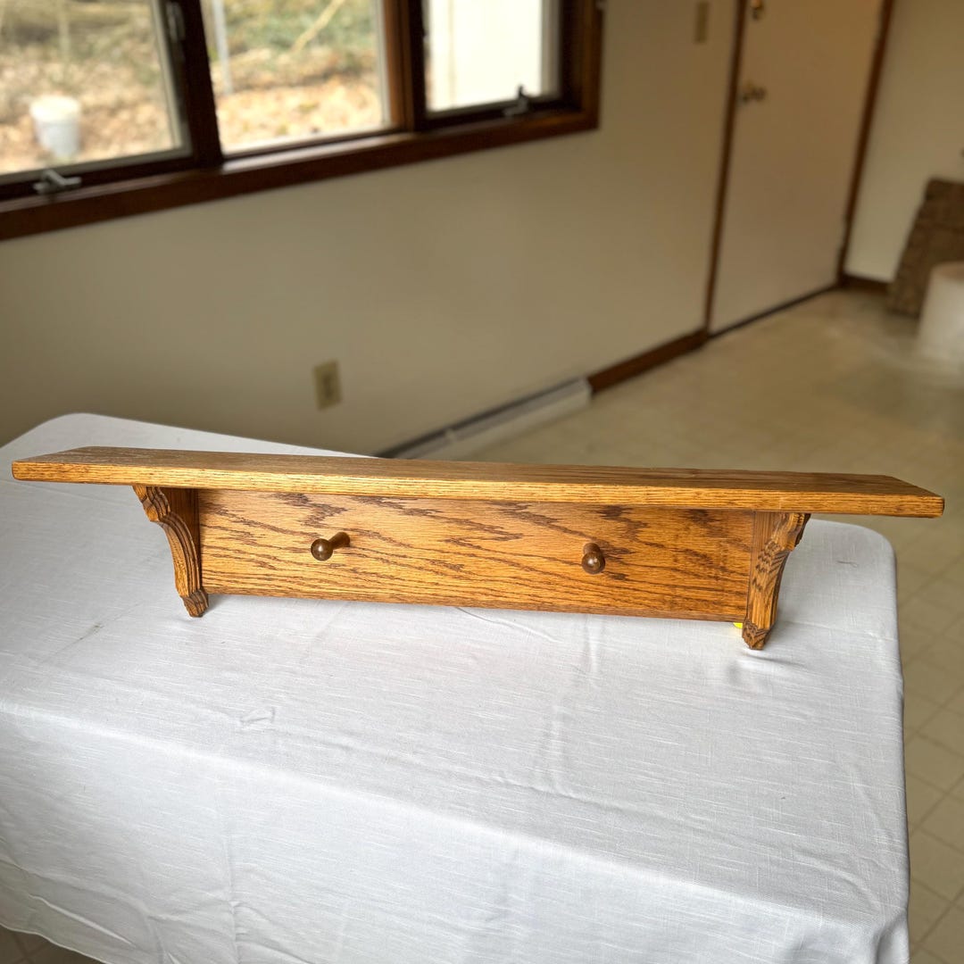 32” Vintage Amish Made Floating Oak Shelf - Etsy