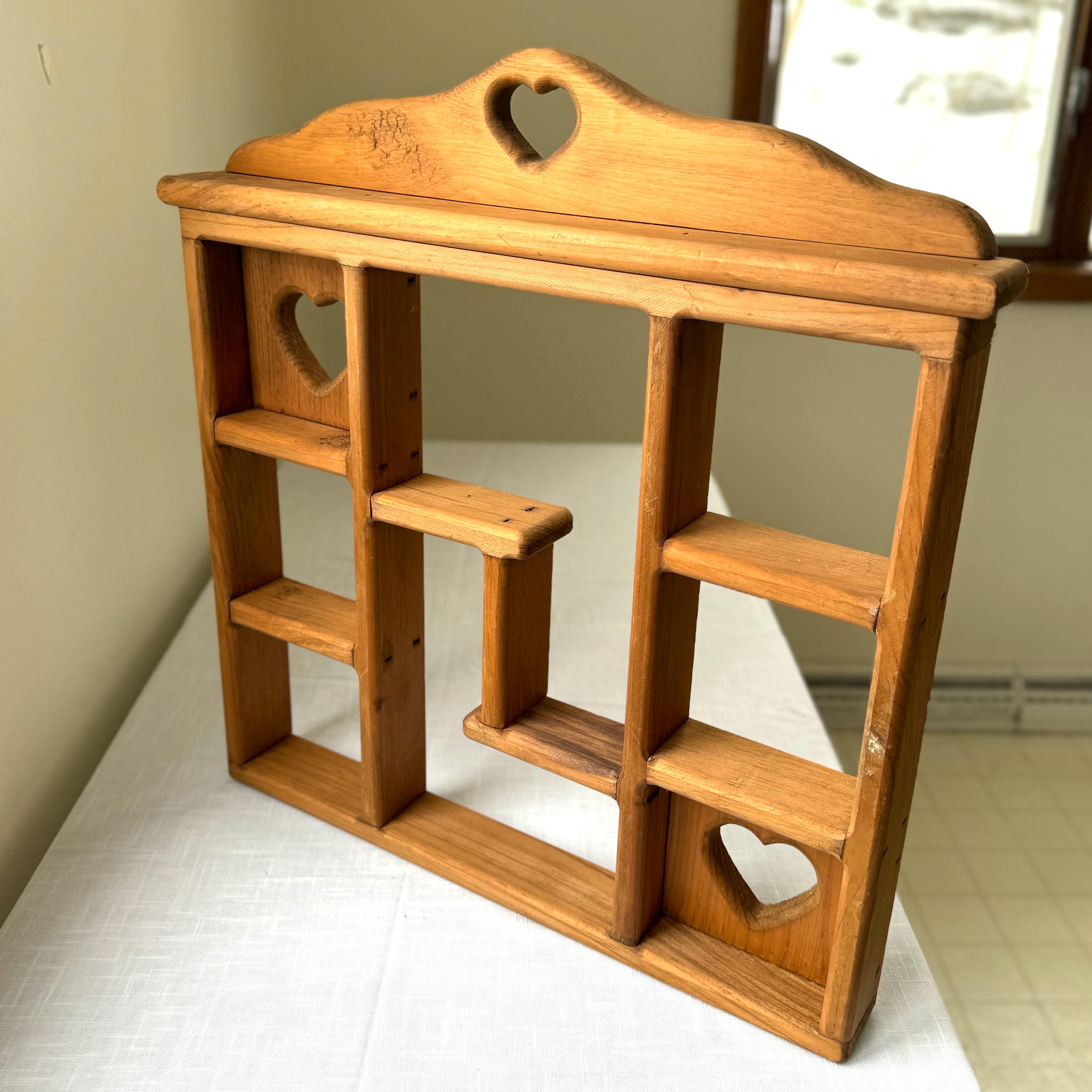 Vintage Maple Wood Multi Compartment Floating Country Heart Farmhouse ...