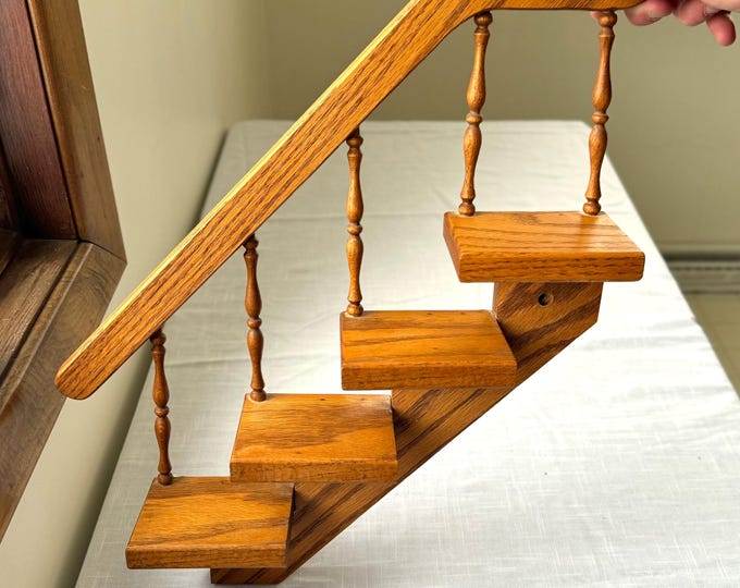 Vintage Solid Oak Step Shelf Staircase Shelf Spindle Shelf - Etsy