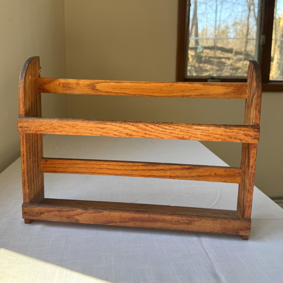Vintage 2 Tiered Oak Spice Rack - Etsy