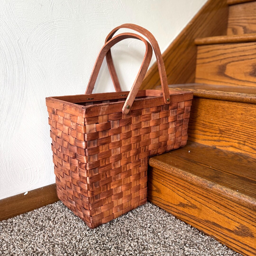 Vintage Woven Wicker Stair Basket Step Basket - Etsy