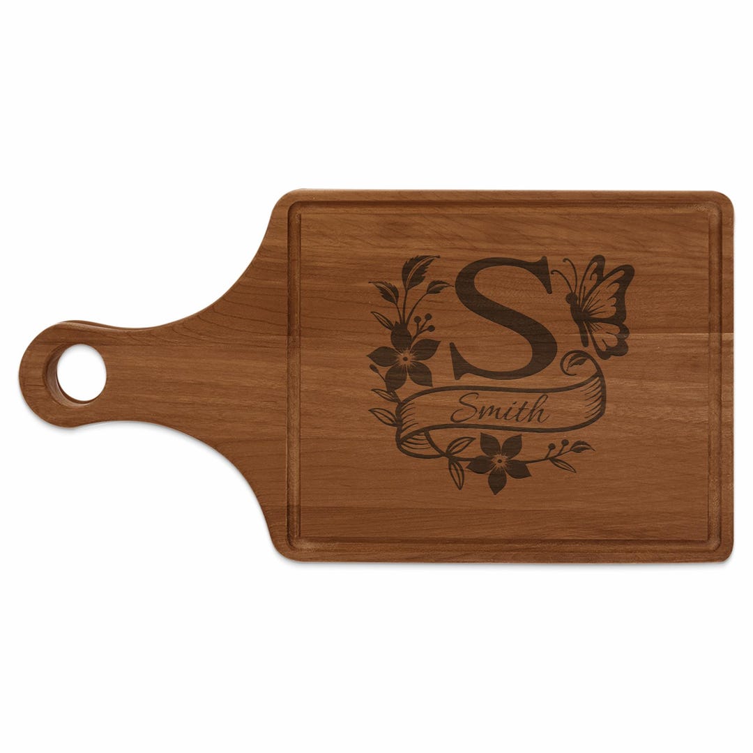 Custom Cutting Board Floral Monogram, Personalized Initial Cutting ...