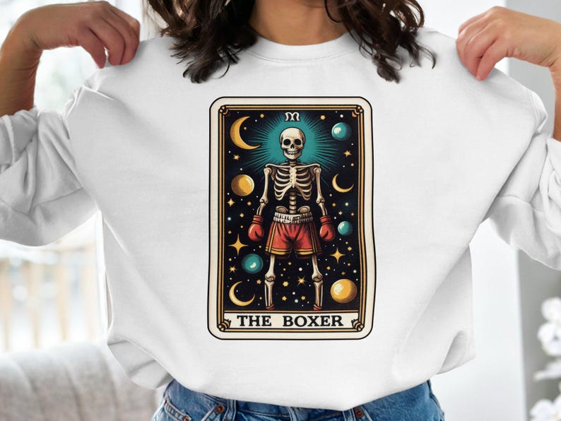 Gothic Skeleton Boxing Tarot Card Art Shirt, Unique Boxing Skeleton ...