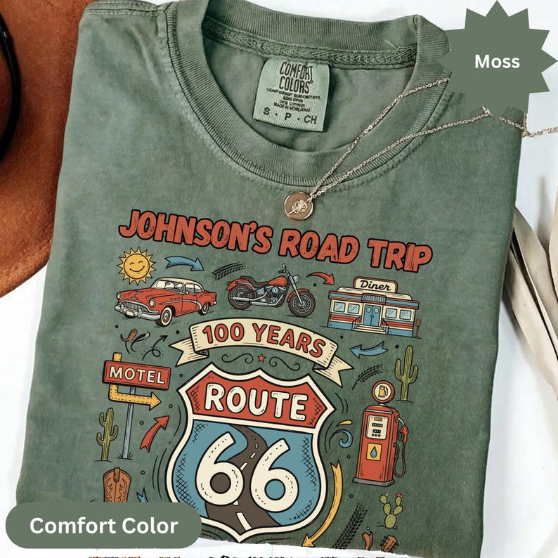 Custom Name Route 66 T-shirts: Retro Road Trip Centenary, Classic Car ...