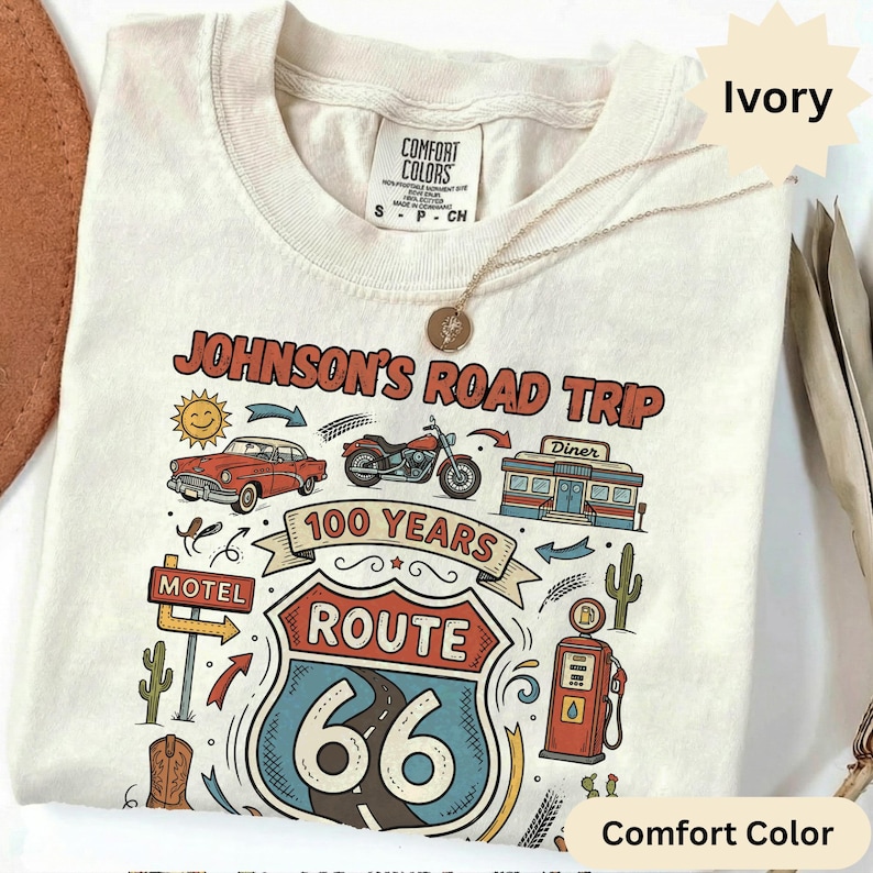 Custom Name Route 66 T-shirts: Retro Road Trip Centenary, Classic Car ...