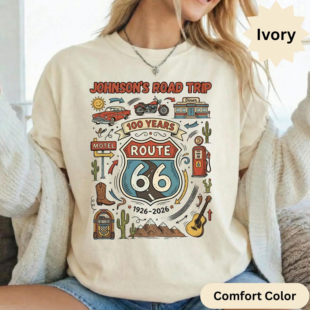 Custom Name Route 66 T-shirts: Retro Road Trip Centenary, Classic Car ...