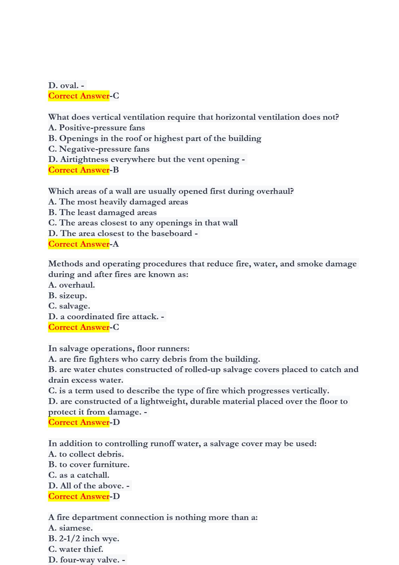 All Firefighter 1 Practice Test With 100% Correct Answers | Latest ...