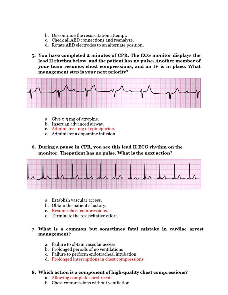 ACLS Exam Version A and B (50 Questions Each) | Actual Questions and ...