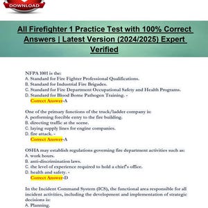 All Firefighter 1 Practice Test With 100% Correct Answers | Latest ...