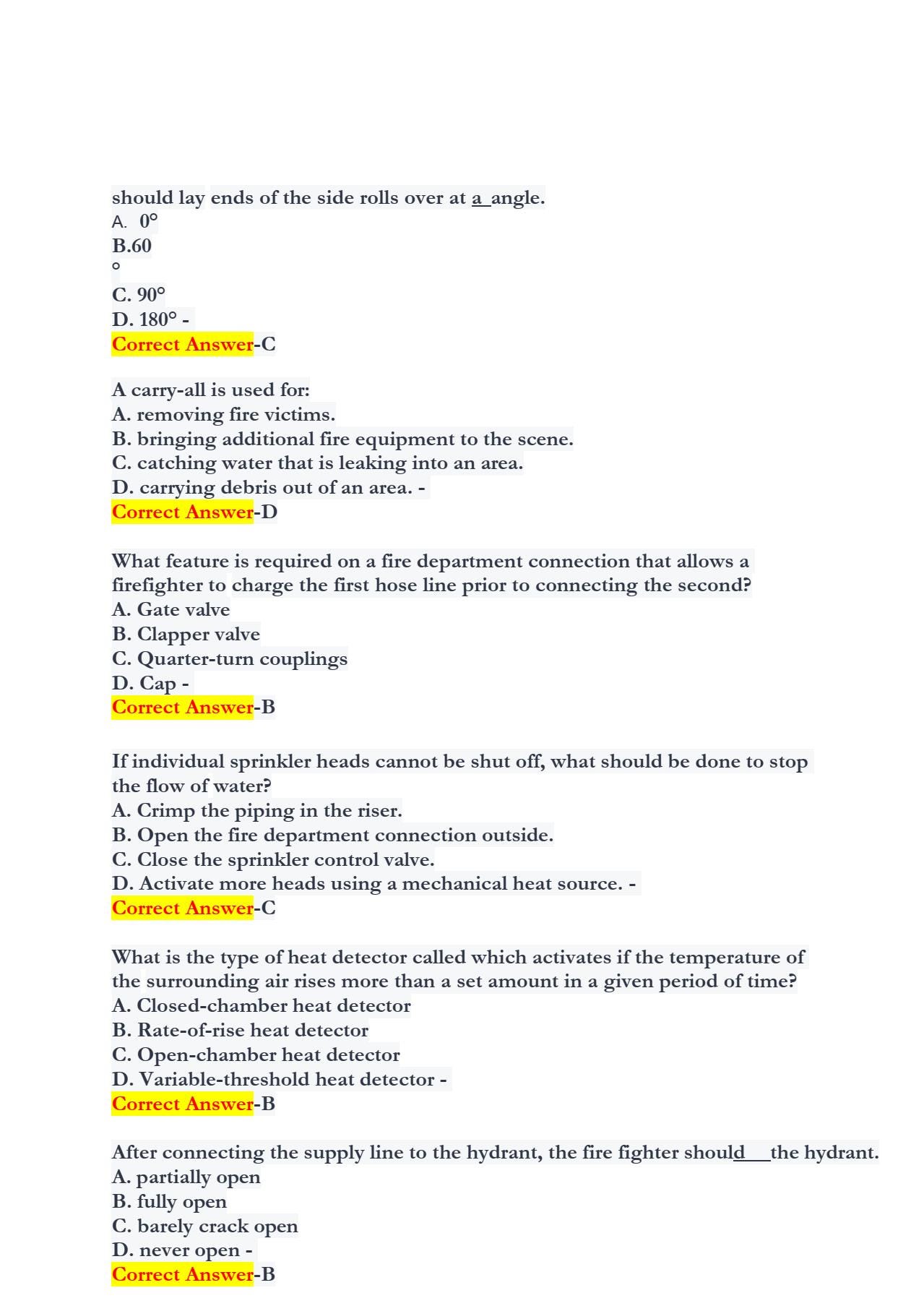 All Firefighter 1 Practice Test With 100% Correct Answers | Latest ...