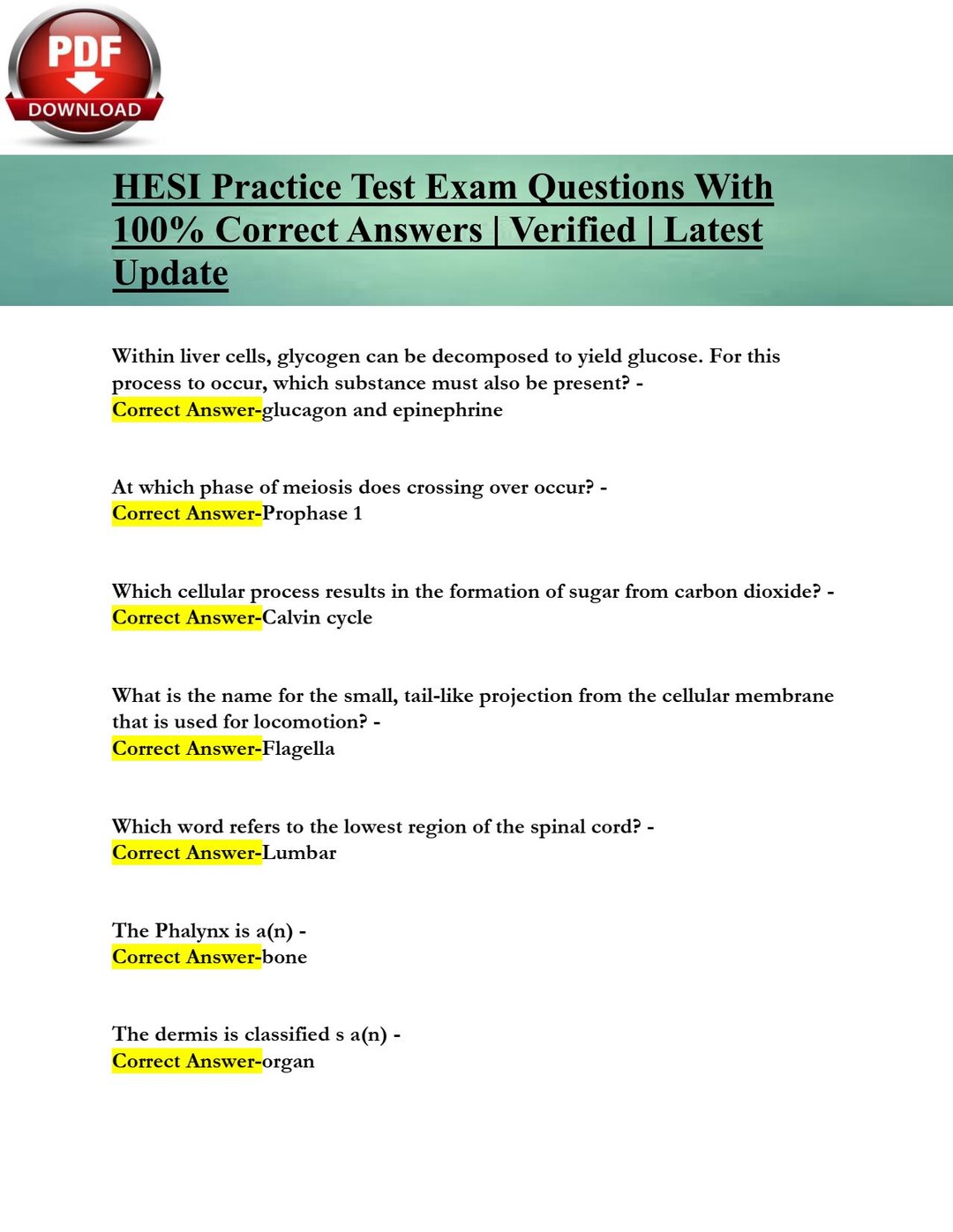 HESI Practice Test Exam Questions With 100% Correct Answers | Verified ...