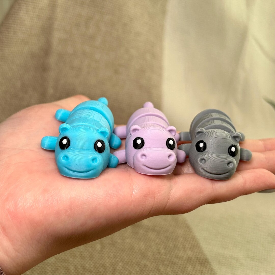 3D Printed Articulated Hippo Keychain | Fun Animal Accessory - Etsy