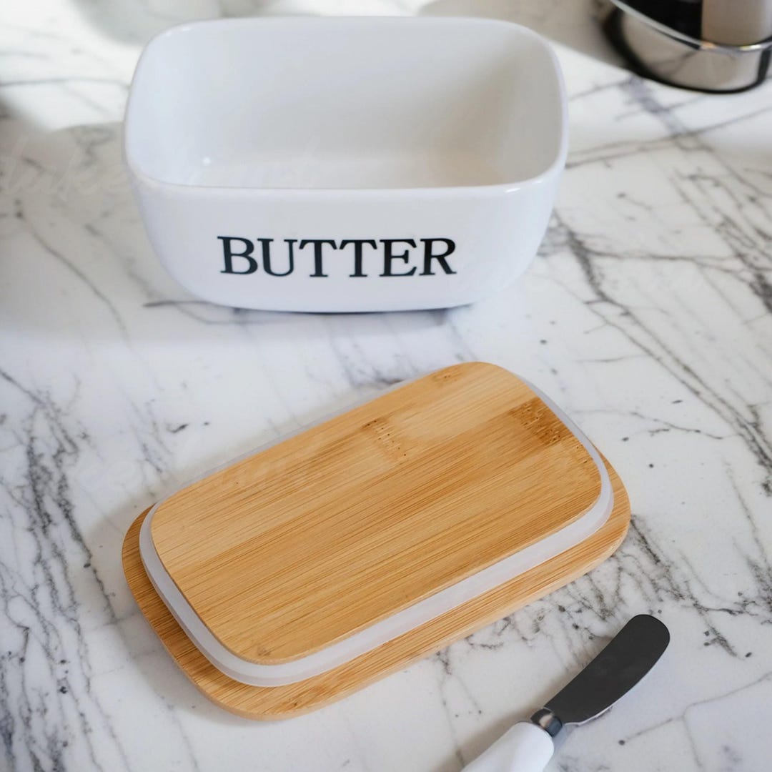 Ceramic Butter Box 500g Butter Storage Box With Lid Built-in Scraper ...