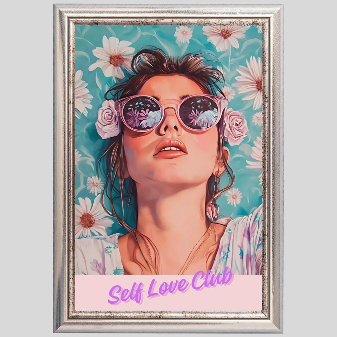 Self Love Club Poster - Floral Motif, Boho Wall Art, Self Love ...