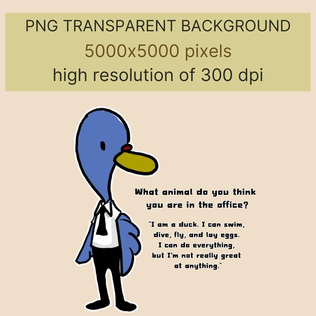 Adorable Office Duck PNG Artwork, Instant Digital Download for Your ...