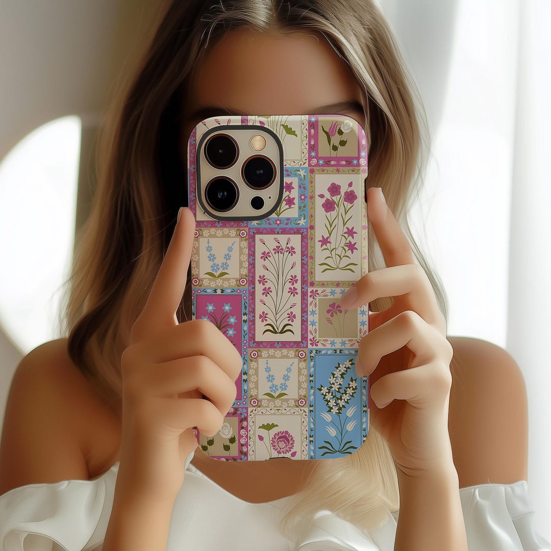 Floral Patchwork Phone Case: Botanical Quilt Flower Pattern iPhone 17 ...