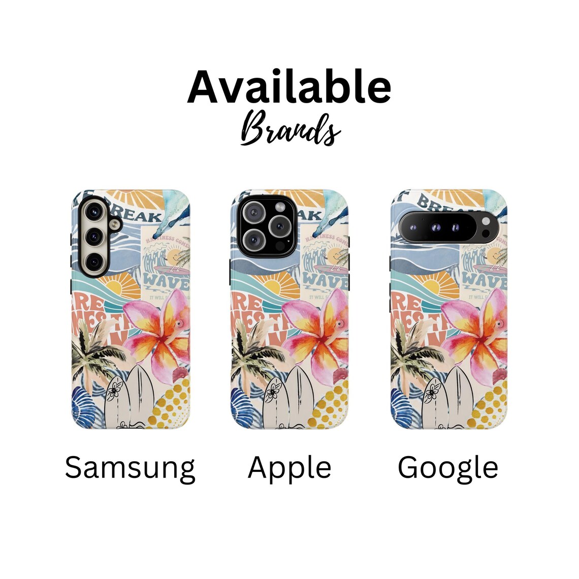 Beachy Summer Floral Collage Phone Case: Coastal Tropical Palm Tree ...