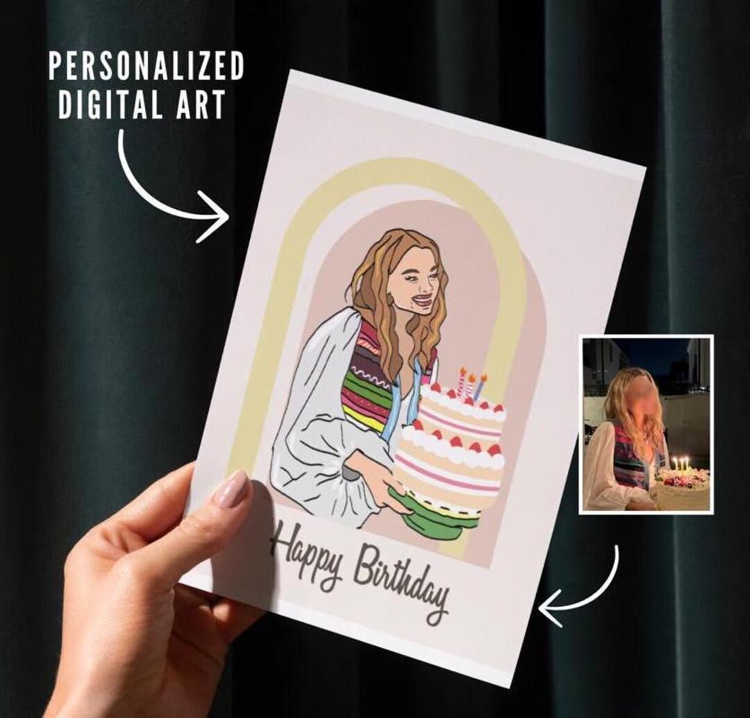 Personalised Birthday Print Birthday Card Custom Portrait, Sister ...