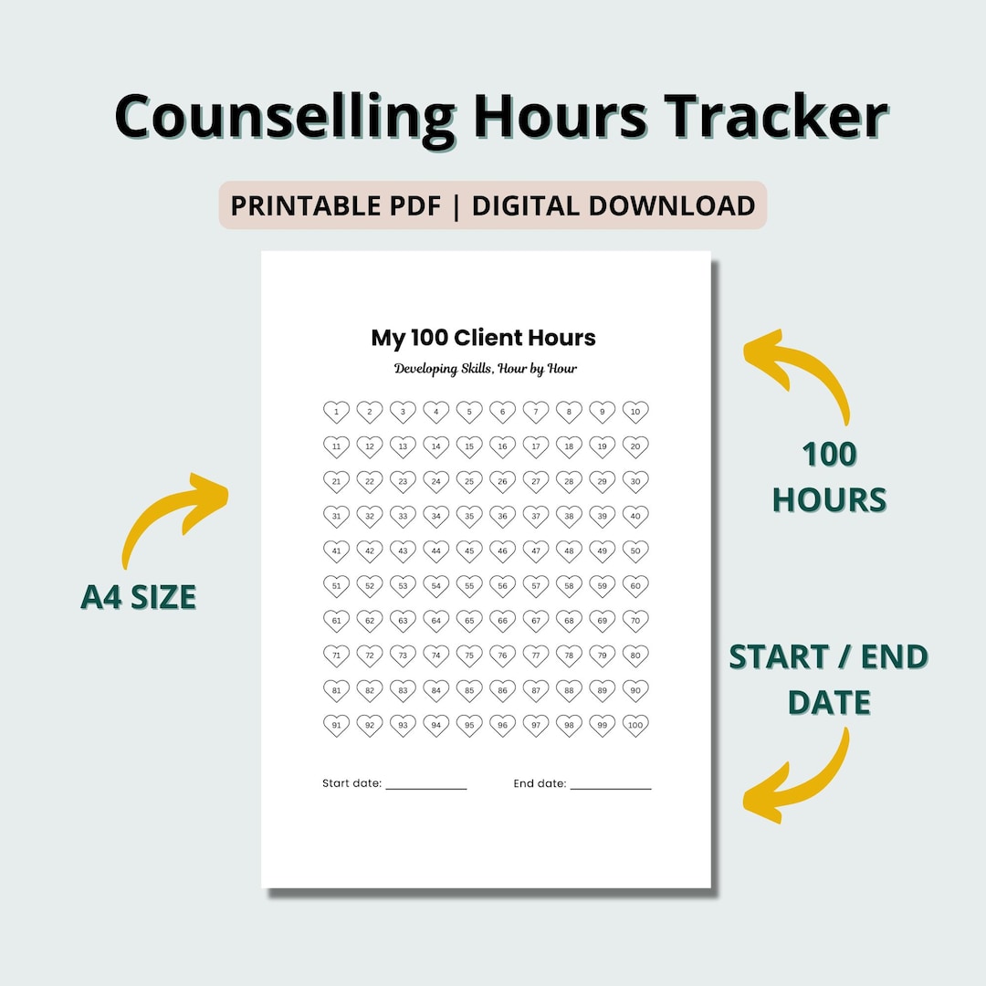 Counselling Hours Tracker - Printable PDF - Etsy UK