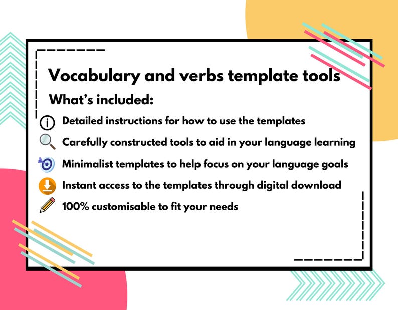 Excel Vocabulary and Verbs Template Tools for Language Learning ...