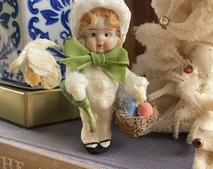 Spun Cotton Easter Doll/girl With Easter Basket - Etsy
