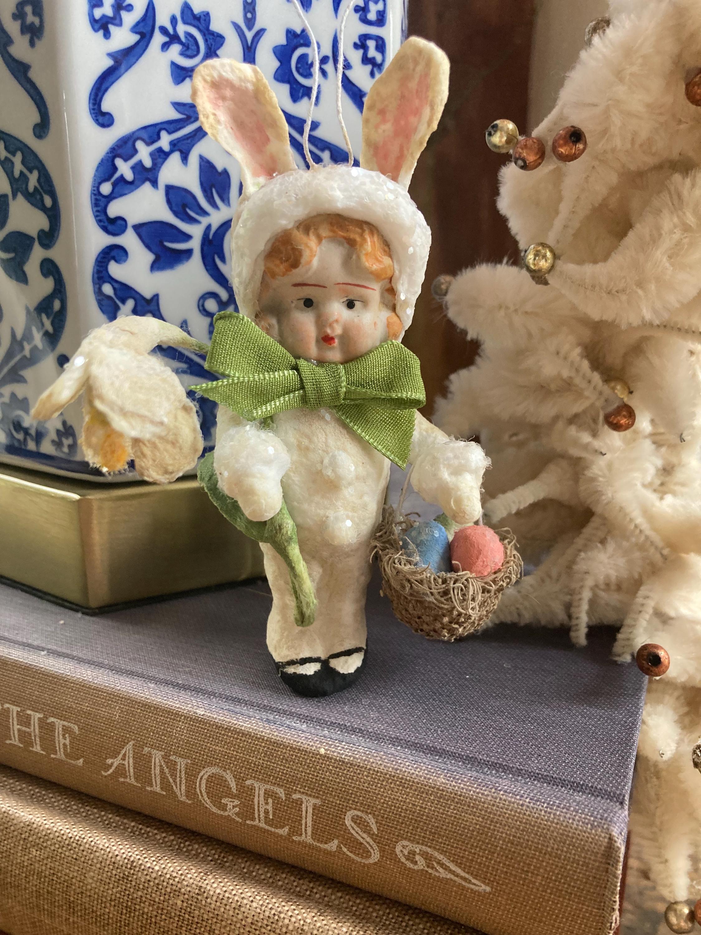 Spun Cotton Easter Doll/girl With Easter Basket - Etsy