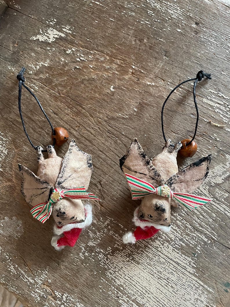 Spun Cotton Christmas Jingle Bat Ornament - Etsy