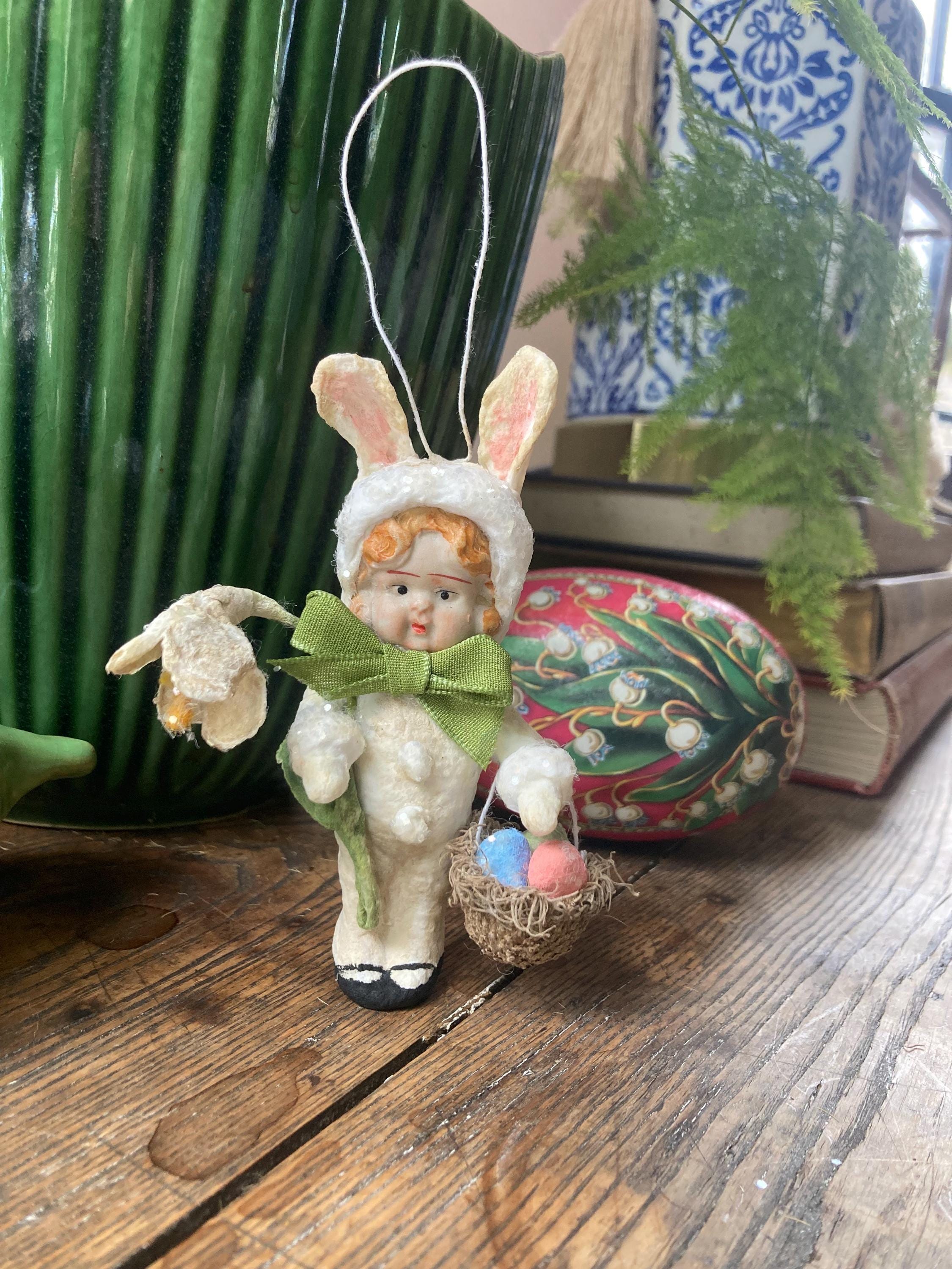 Spun Cotton Easter Doll/girl With Easter Basket - Etsy