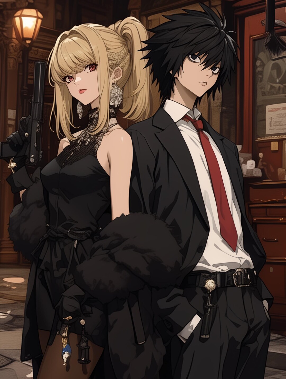 Misa and L From Death Note | Anime Digital Posters | Gift for Anime ...