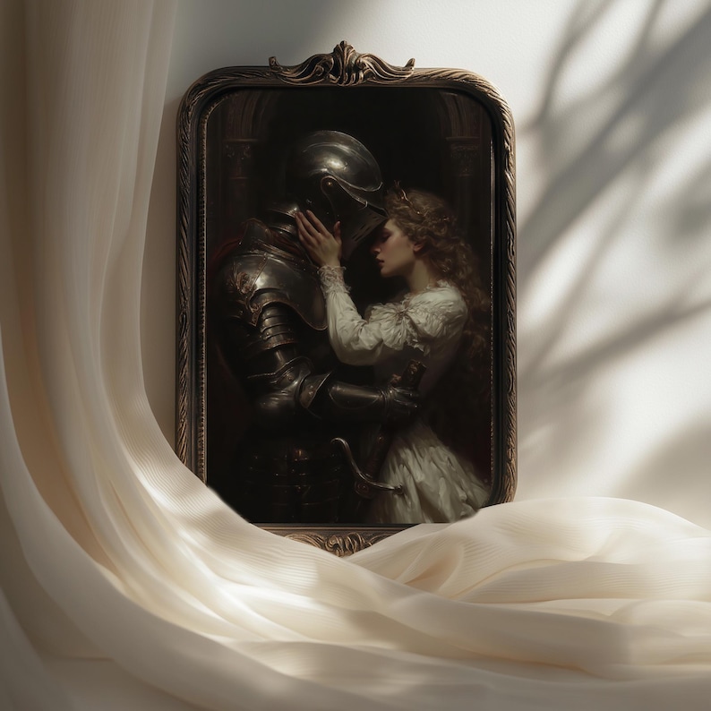 Knight and Lady Embrace Poster | Medieval Love Wall Art - Etsy