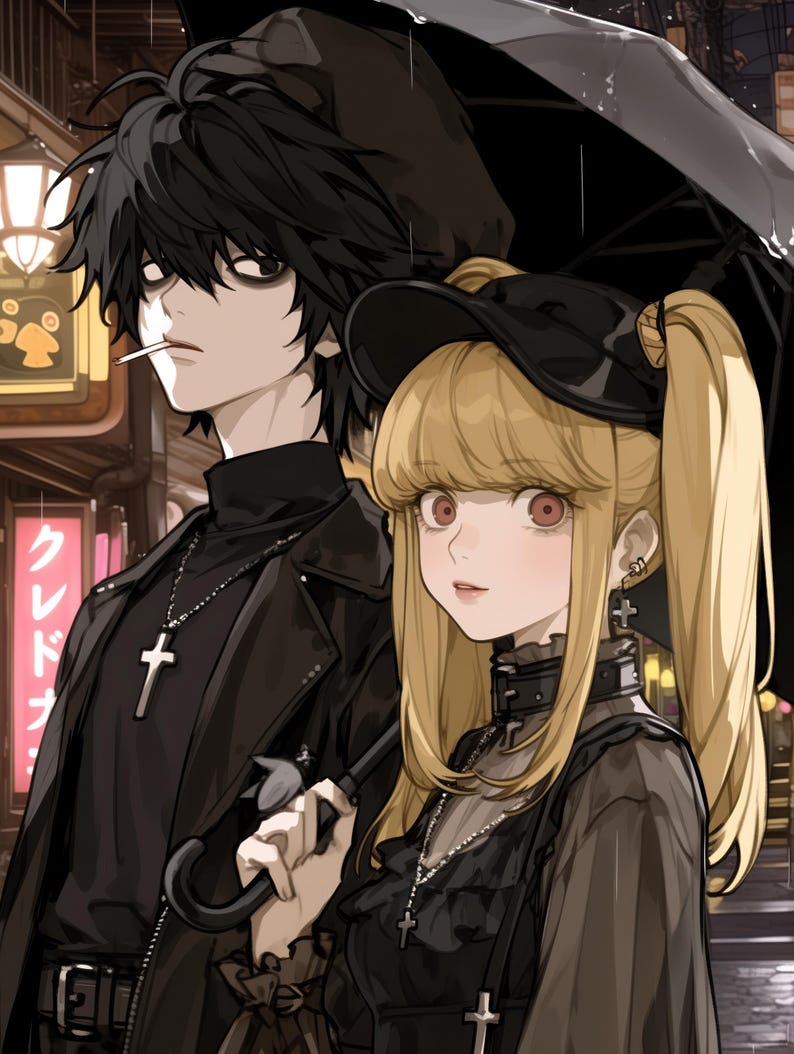 Misa and L From Death Note | Anime Digital Posters | Gift for Anime ...