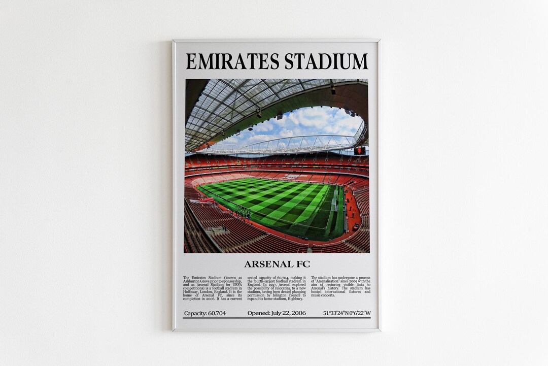 Arsenal Stadium Poster, Emirates Stadium Art, Arsenal Art, Retro Poster ...