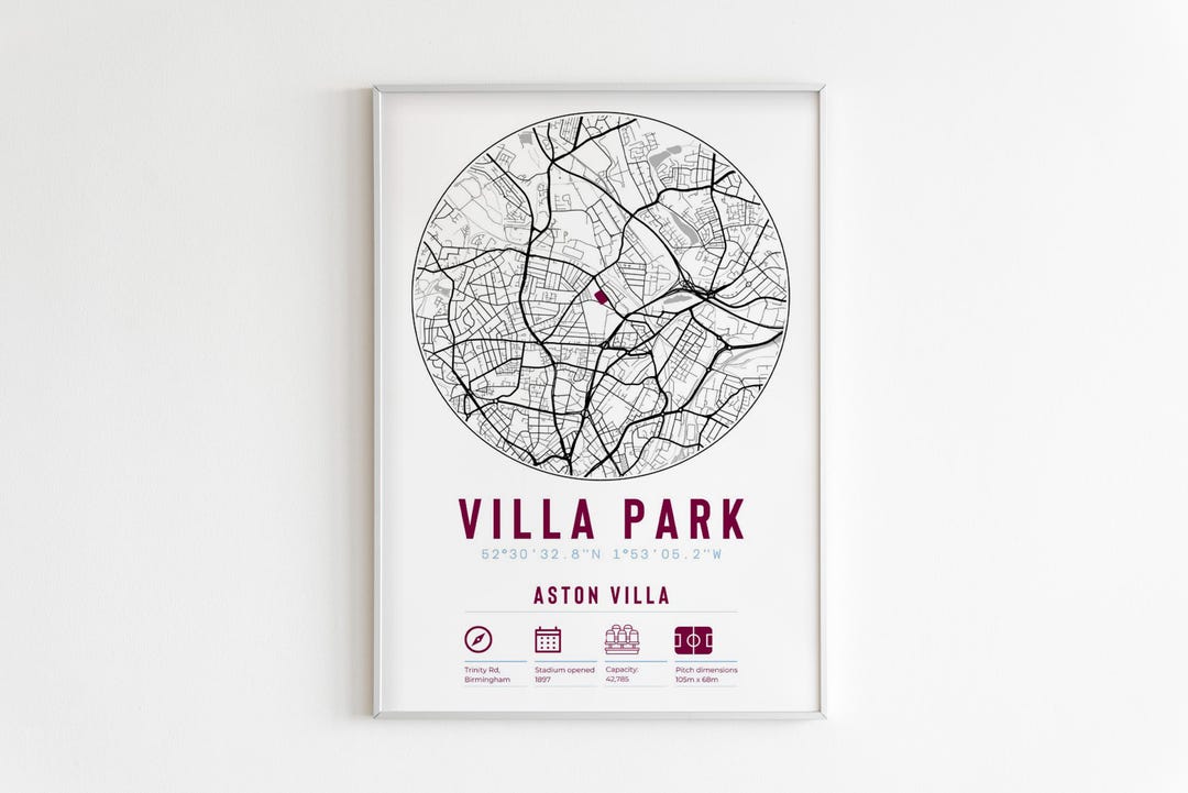 Aston Villa Stadium Coordinate Poster, Villa Park Art, Aston Villa Art ...
