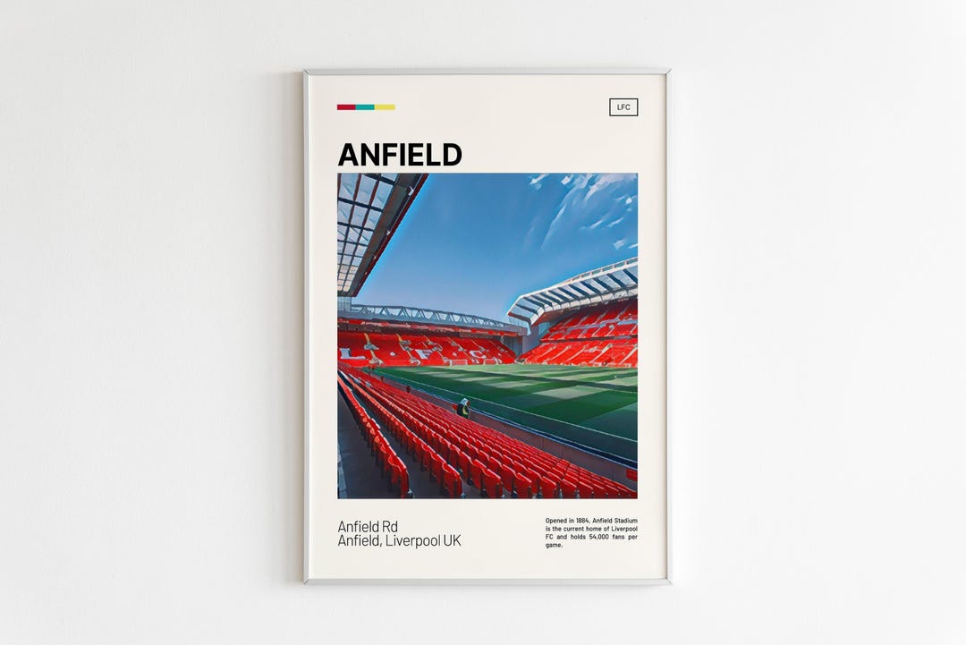 Liverpool Stadium Poster, Anfield Stadium Art, Liverpool Art, Retro ...