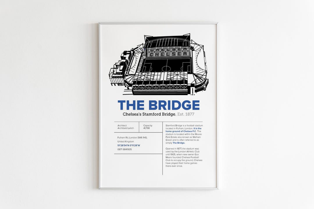 Chelsea Stadium Poster, Stamford Bridge Art, Chelsea Art, Retro Poster ...