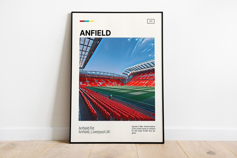 Liverpool Stadium Poster, Anfield Stadium Art, Liverpool Art, Retro ...