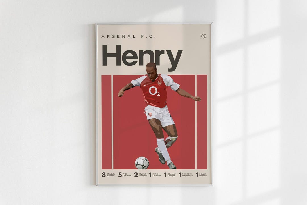 Thierry Henry Poster, Thierry Henry Art, Thierry Henry Retro Poster ...