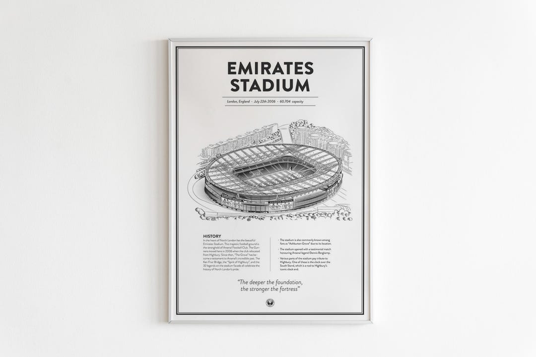 Arsenal Stadium Poster, Emirates Stadium Art, Arsenal Art, Retro Poster ...