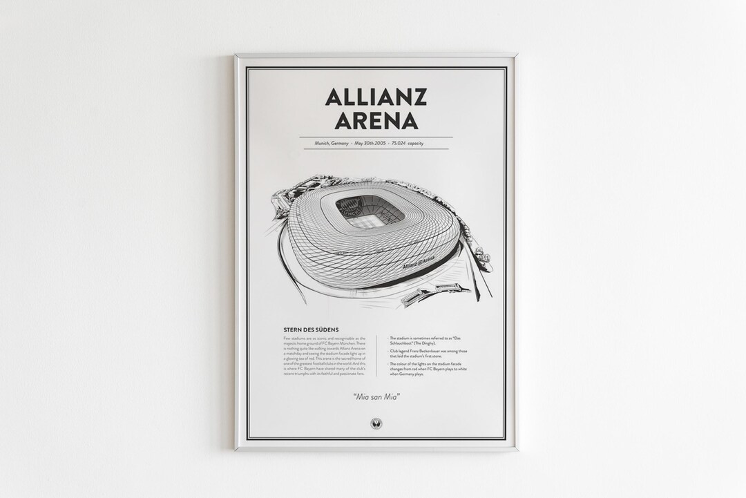 Bayern München Stadium Poster, Allianz Arena Stadium Art, Allianz Arena ...