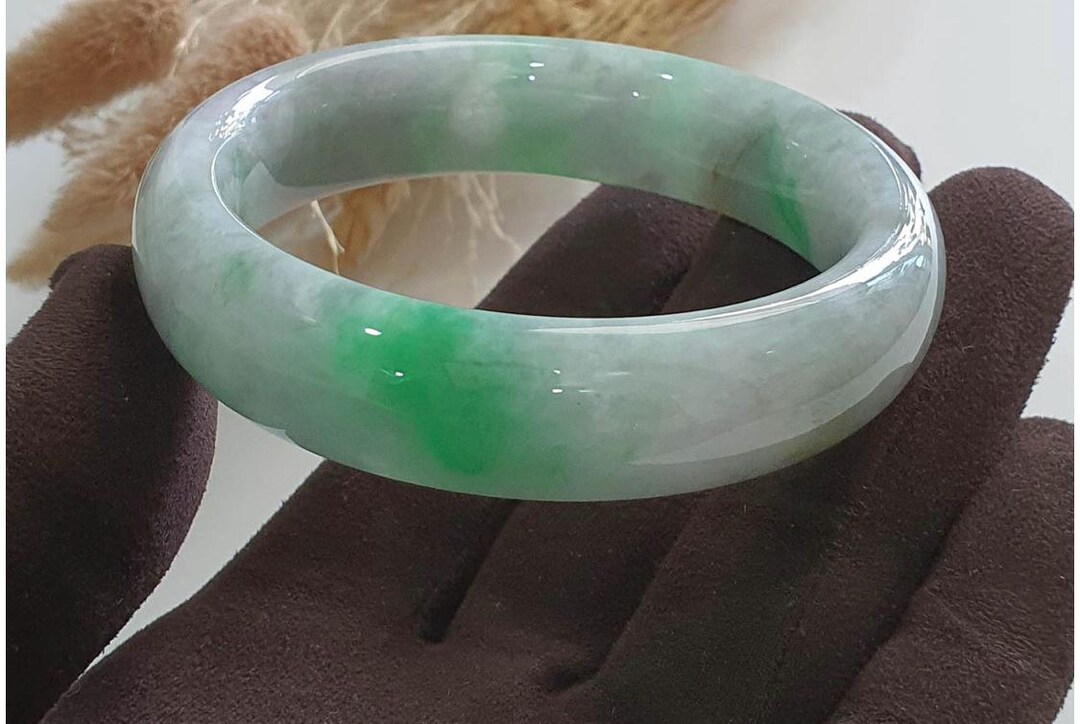 Natural Jade Stone Bangle Jewelry Grade A Jade Certified 54-60mm ...
