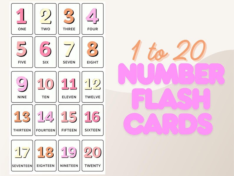 Number Flash Cards - 1 to 20 - Etsy