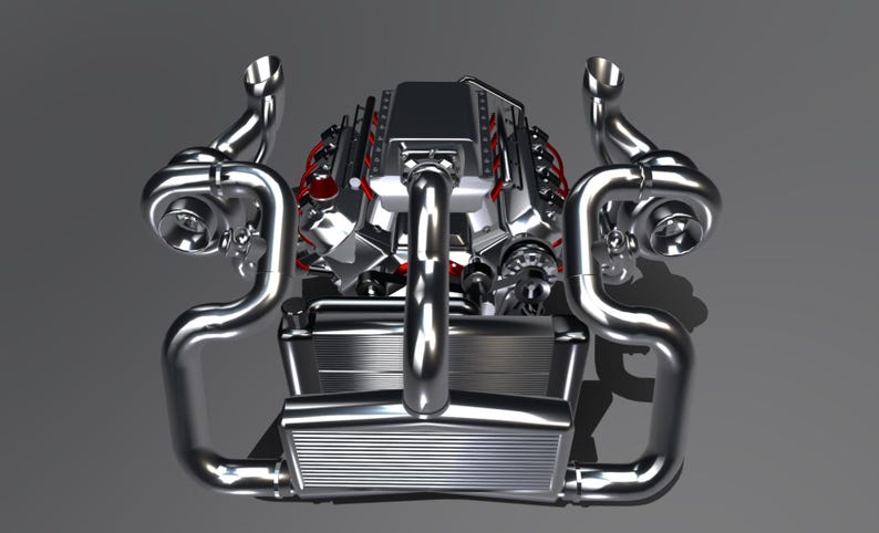 Supercharged LS V8 6.0 Twin Turbo Engine 3D Model (STL & GLB Files ...