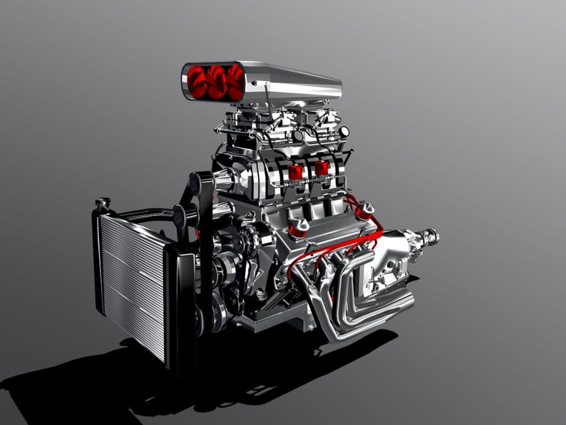 Supercharged Sbc V8 Engine 3D Model (STL & GLB Files) - Printable for ...