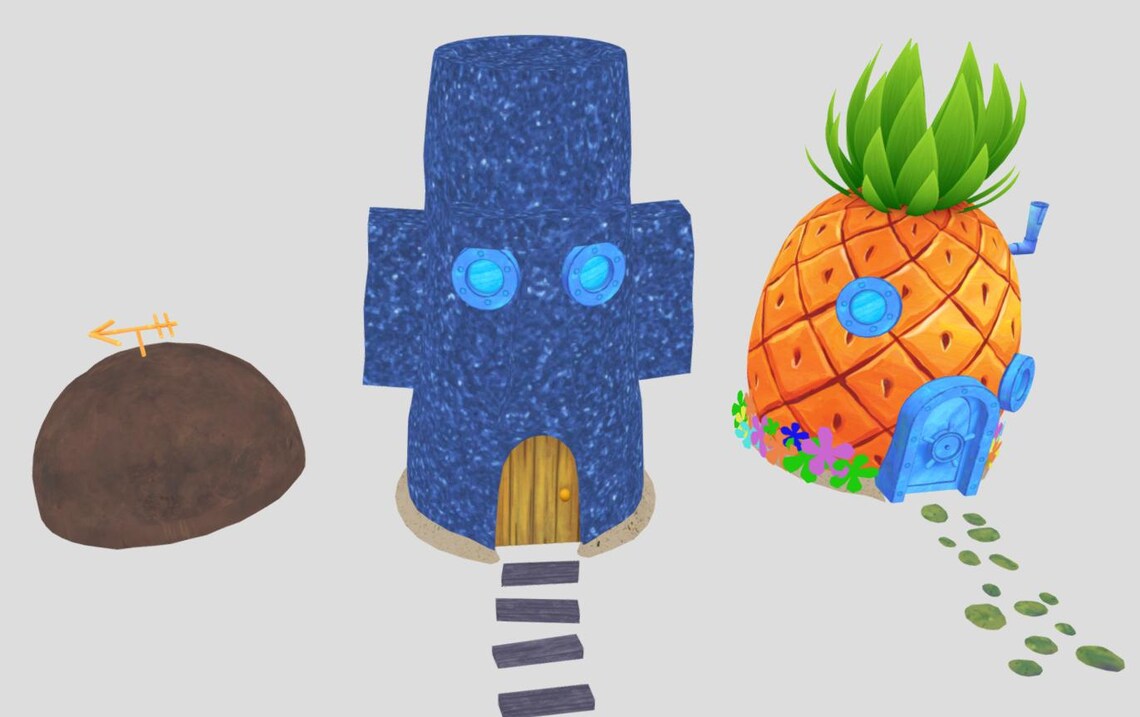 Bikini Bottom Conch Street Spongebob, Squidward, Patricks Houses ...