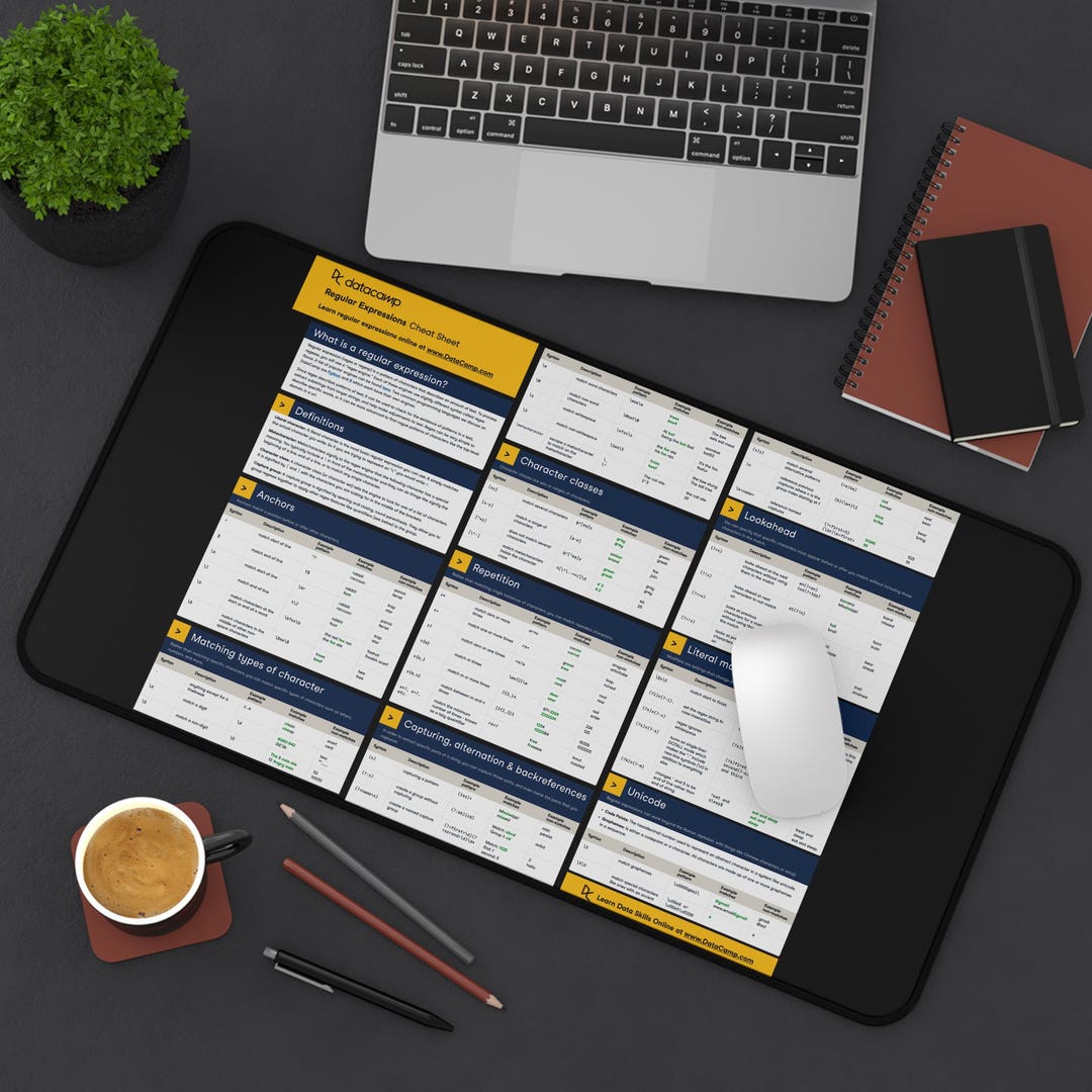 Regex Cheatsheet Desk Mat Mouse Pad For Sys Admin Developer Programmer It Admin Hacker