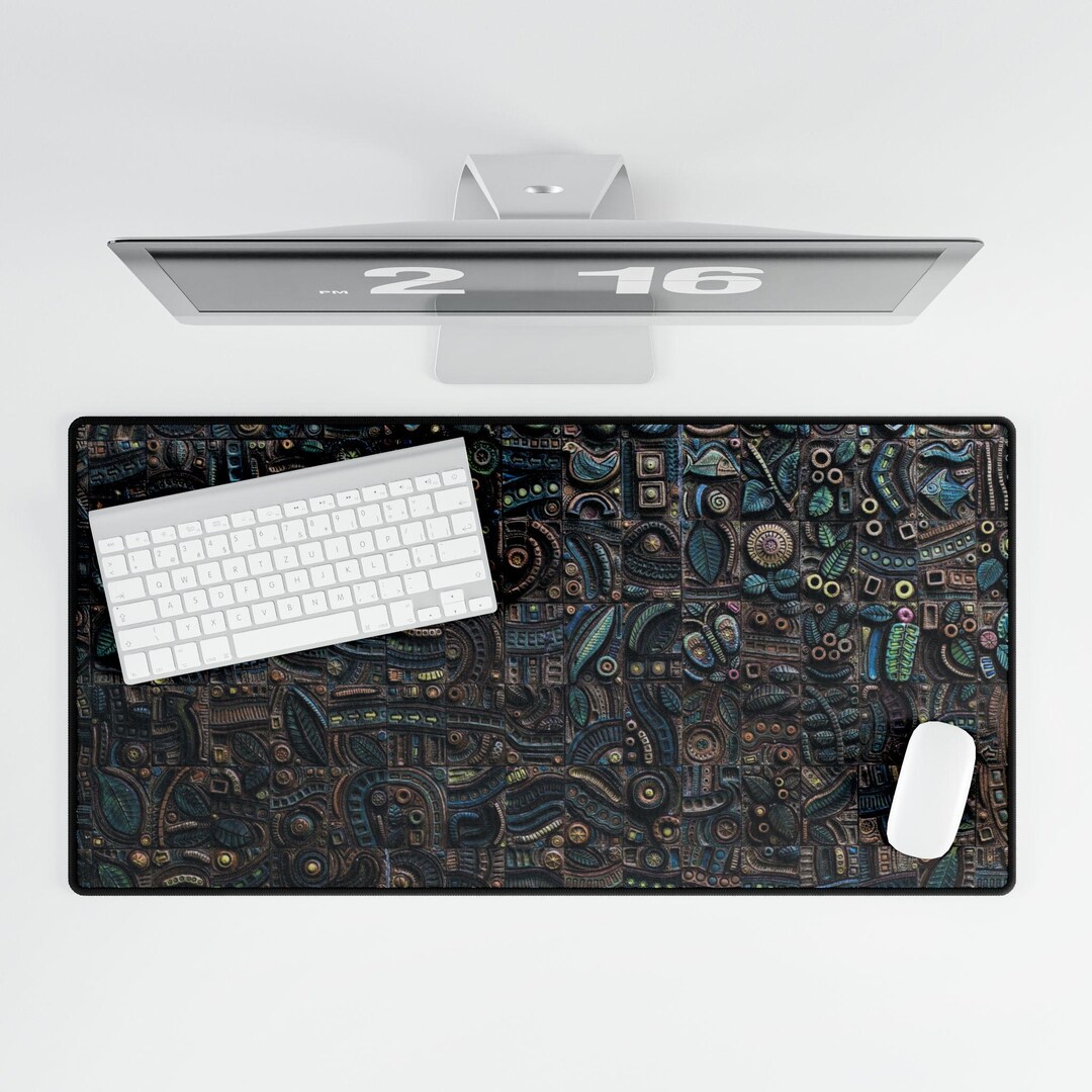 Abstract Green & Gold Aztec Carvings XL Gaming Mouse Pad – Ancient Art ...