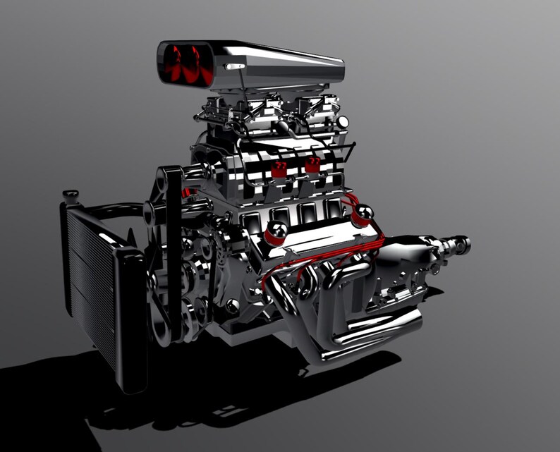 Supercharged Sbc V8 Engine 3D Model (STL & GLB Files) - Printable for ...