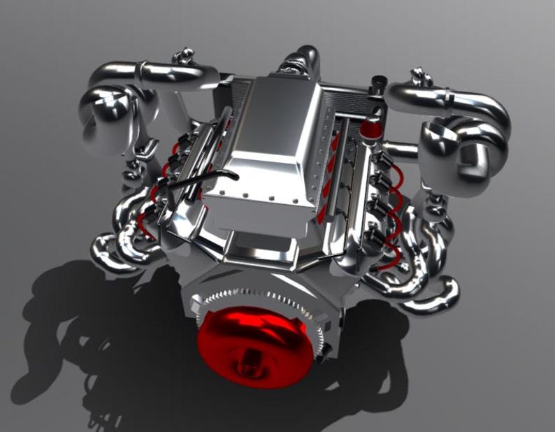 Supercharged LS V8 6.0 Twin Turbo Engine 3D Model (STL & GLB Files ...