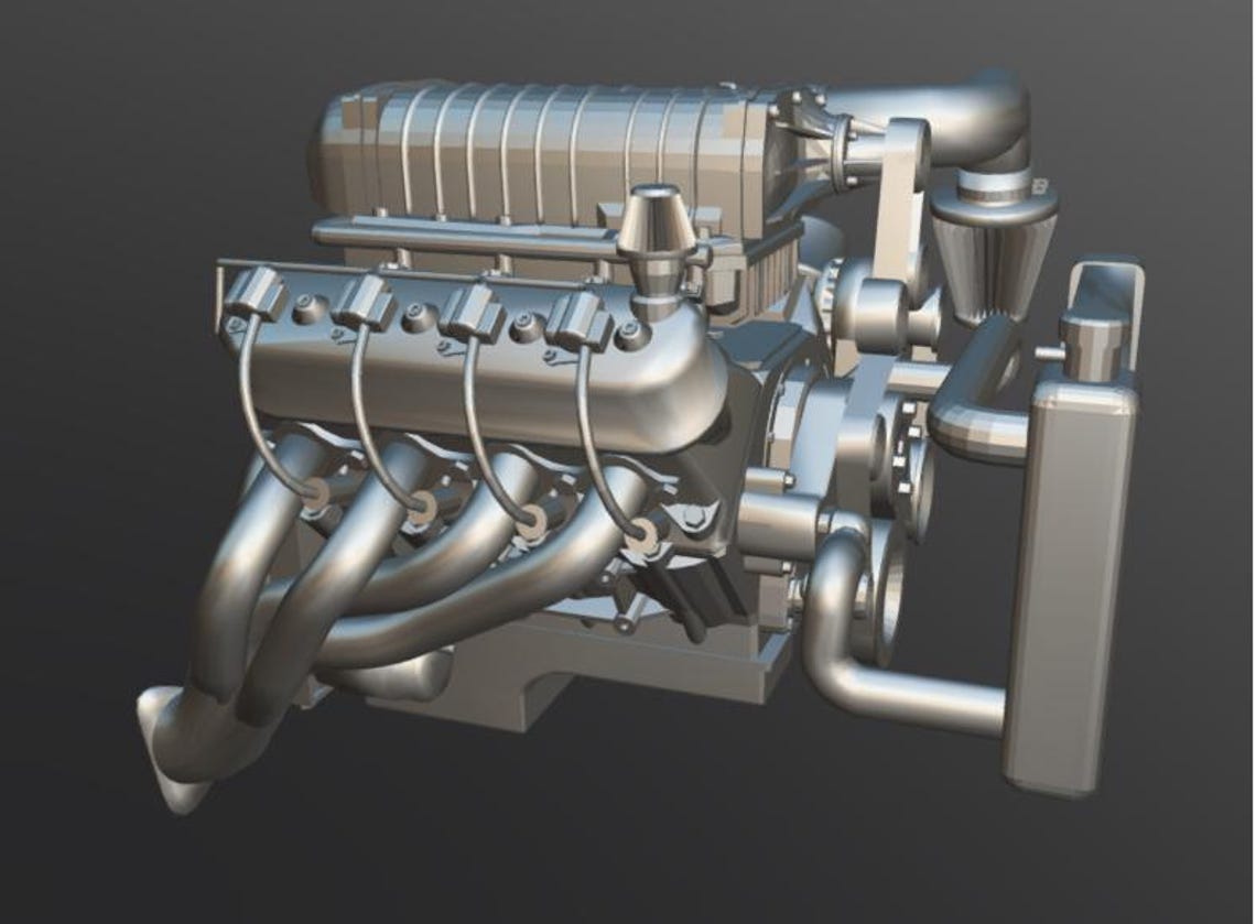 Supercharged LS V8 Engine 3D Model (STL & GLB Files) - Printable for ...
