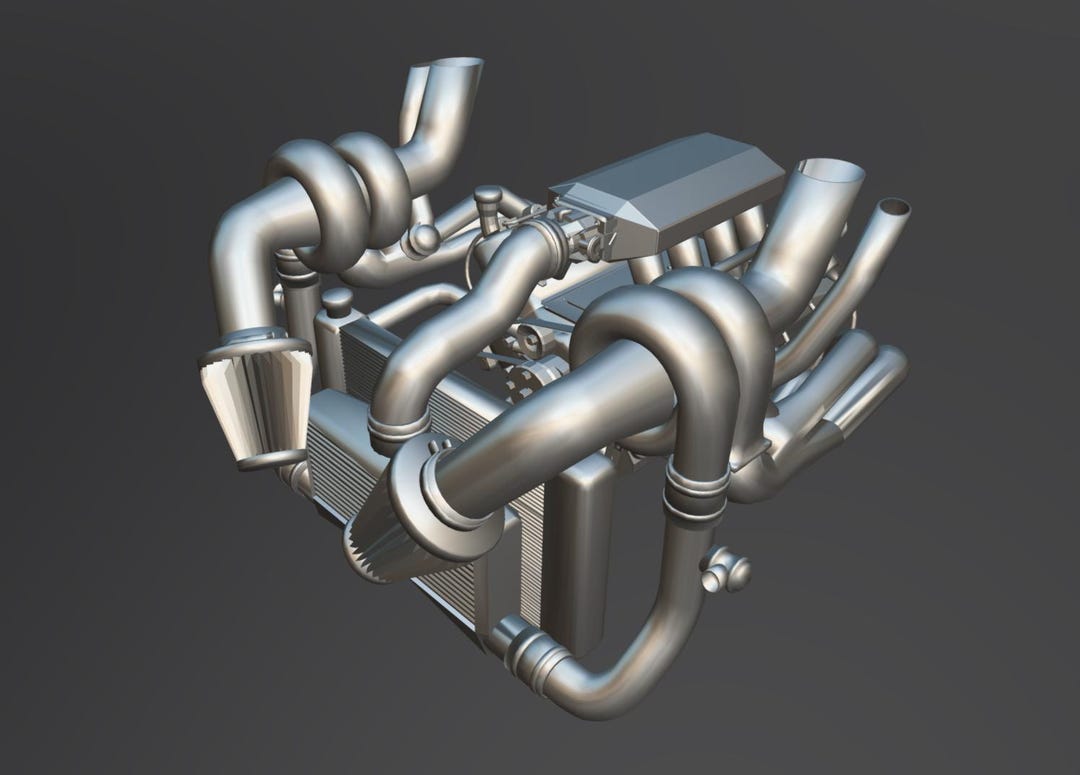 Supercharged LS V8 Twin Turbo Engine 3D Model (STL & GLB Files ...